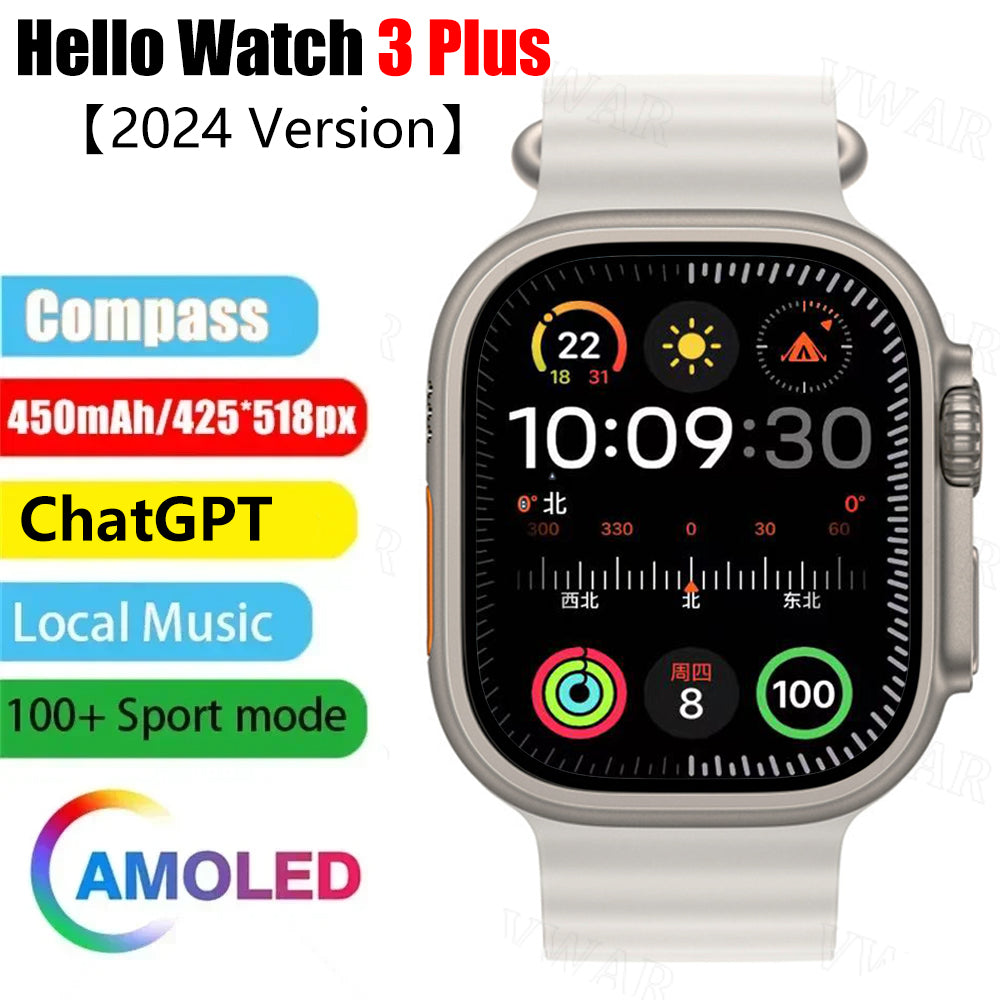 VWAR Hello Watch 3 Plus Smart Watch GEN2 2024 version Ultra 2 ChatGPT ...